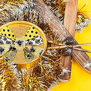 6 Rolls 40 Yards Bee Ribbon Wired Edge Ribbon Honeybee Ribbon for Crafts Wrapping Easter Party Decorations Bee Themed Decorations Bee Baby Birthday Party Supplies