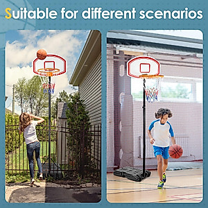 Portable Basketball Hoop, Adjustable Height, 28 inches Backboard Free Standing System w/Wheels Outdoor Indoor Basketball Training for Teenager, Black