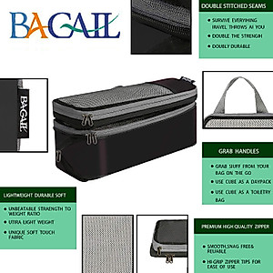 BAGAIL 4 Set/6 Set Compression Packing Cubes Travel Accessories Expandable Packing Organizers(Black HalfMesh 6 Set)