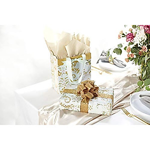 Papyrus 18" Jumbo Gift Bag with Tissue Paper (White and Gold) for Weddings, Birthdays, Bridal Showers, 50th Anniversary and All Occasions (1 Bag, 4-Sheets)