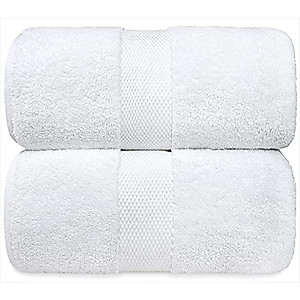 Luxury White Bath Towels Large - Circlet Egyptian Cotton | Highly Absorbent Hotel spa Collection Bathroom Towel | 30x56 Inch | Set of 2
