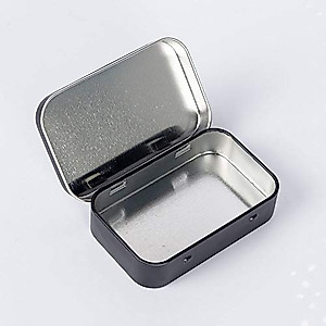 12pcs Metal Rectangular Empty Hinged Tins Box Containers, Mini Portable Box Small Storage Kit Home Organizer Holders for Storage Drawing Pin Jewelry Crafts(Black)