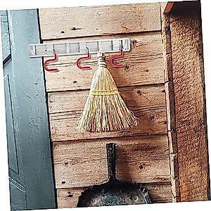 HOOTNEE Broomstick Aluminum Mop Holder Broom Hanging Rack Broom Holder Hooks Adjustable Garage Tool Organizer Wall Mounted Clothes Mount Clothing Rack Key Rail Mop Organizer Aluminum Alloy