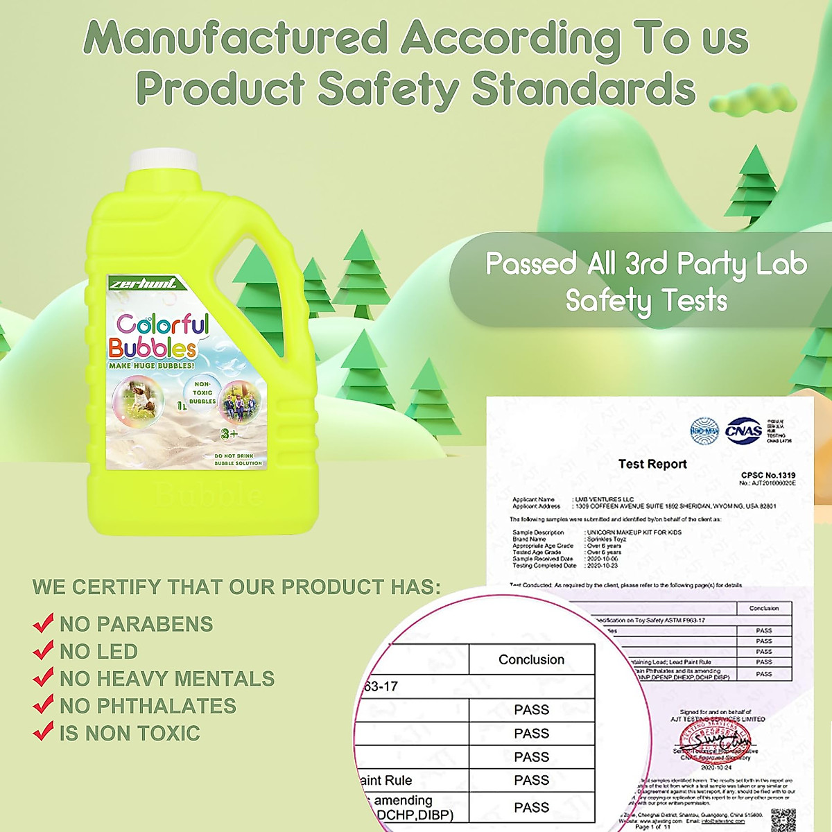 Zerhunt Bubbles for Kids Toddlers: 33.8OZ Bubble Concentrate Solution for Bubble Machine| Bubble Solution Refill for Giant Bubble Wand, Bubble Gun Blower, Birthday Party Favors Wedding(Yellow)