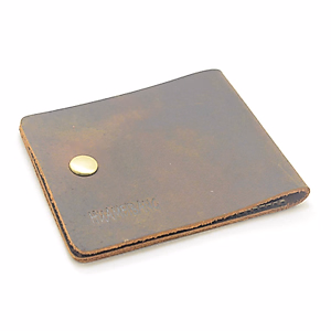 HUAMEIBANG Unisex Leather Simple Wallet Card Holder (Dark Brown)