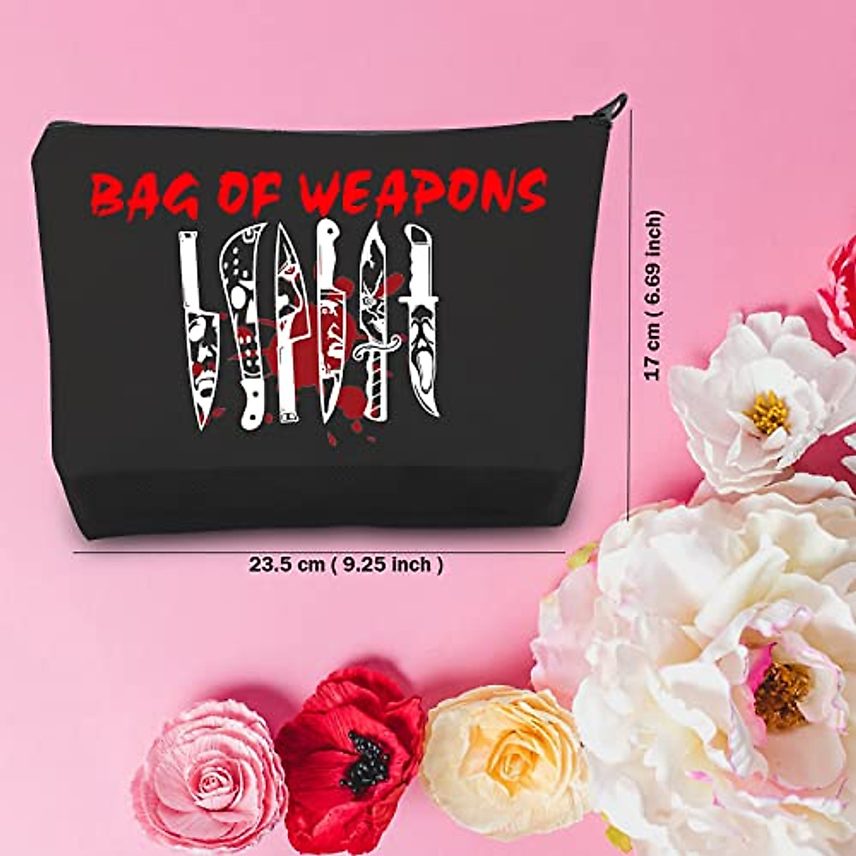 TSOTMO Horror Movies Merchandise Zipper Pouch Bag Of Weapons Cosmetic Bag For Michael Myers Fans Halloween Villains Movies Gift Horror Movie Characters In Knives Bag (Weapons)