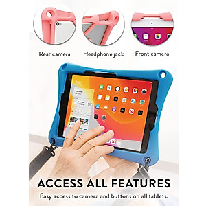 Cooper Trooper Rugged Case for 7.9, 8, 8.4, 8.7, 8.9" Tablets | Tough Bumper Protective Shock Proof Kids Holder Carrying Cover Bag, Stand, Strap