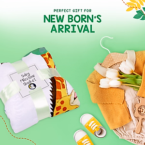 90210 Baby Milestone Blanket – 50x40-inch Milestone Blanket with Bib & Frames – Soft Fleece Baby Milestone Photo Blanket – Gender Neutral Baby Grow Chart Blanket for Nursery Décor Baby Shower (Jungle)