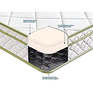 Twin Mattress - 8" Hybrid Mattress with Foam and Spring for Optimal Support and Comfort - Quilted Foam Soft Top - Rolled in a Box - Medium Firm - Oliver & Smith