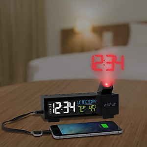 La Crosse Technology 616-1950-INT Pop-Up Bar Projection Alarm Clock with USB Charging Port