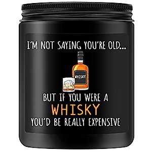 Gifts for Men- Funny Birthday Gifts for Husband Dad Boyfriend, Cute Joke Bday Candle Gifts for Family, Rude Old Age Gifts, Black Cedarwood & Juniper Scented Candles