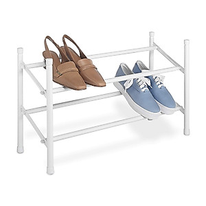 Whitmor, White 2-Tier Expandable and Stackable Shoe Rack