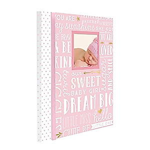 Lil Peach First 5 Years Dream Big Wordplay Baby Memory Book, Baby Keepsake Journal, Gift For New And Expecting Parents, 46 Fill In Pages, Pink
