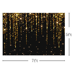 AIBIIN 7x5 ft Black and Gold Graduate Backdrop Wedding Anniversary Sparkles Photography Background Prom 2025 Gold Bokeh Dripping Birthday Party Decoration Congrats Grad Class of 2025Photo Studio Props