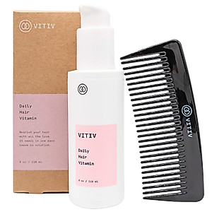 VITIV Leave In Conditioner 4oz - Nourishing Vitamins for Your Hair and Scalp - All Natural, Silicone Free, Vegan - Made for all hair types - Includes Comb