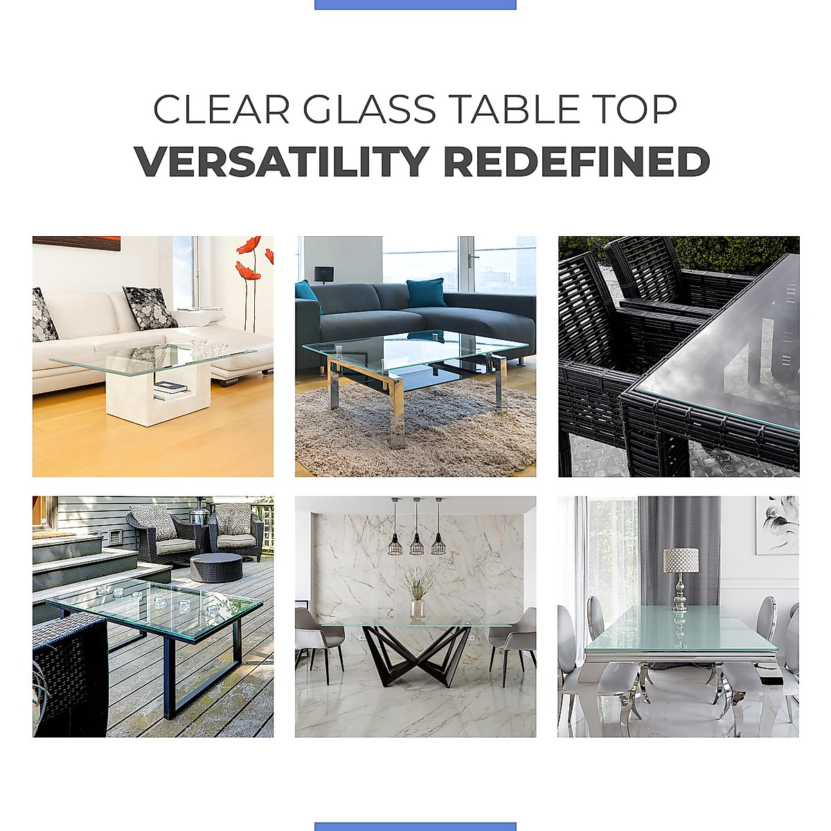 Fab Glass and Mirror 24" X 36" Inch Rectangle 3/8" Thick Tempered Beveled Edge Polish Radius Corners Glass Table Top, Clear