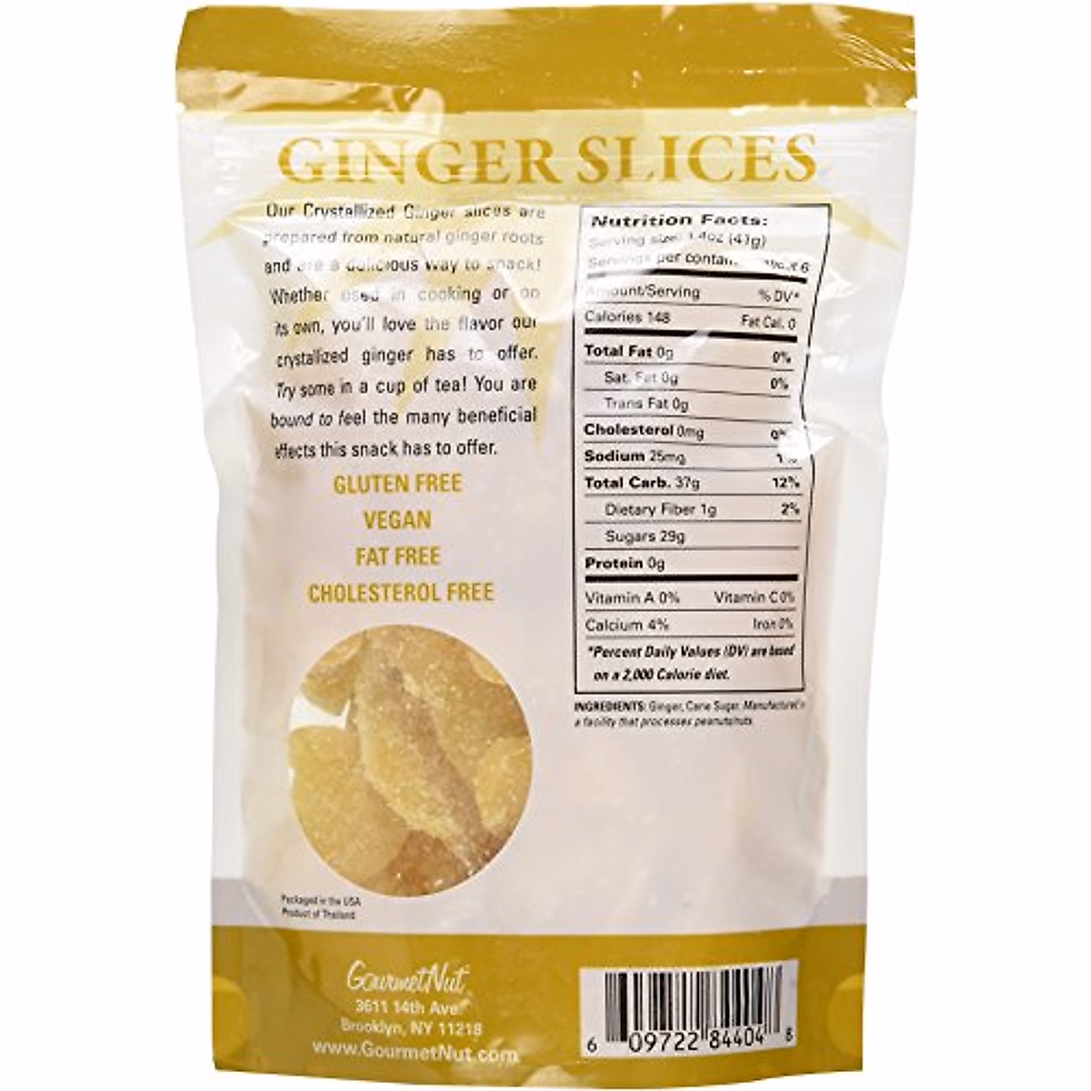 GourmetNut Gourmet on the Go Crystallized Ginger Slices (2 Pack)