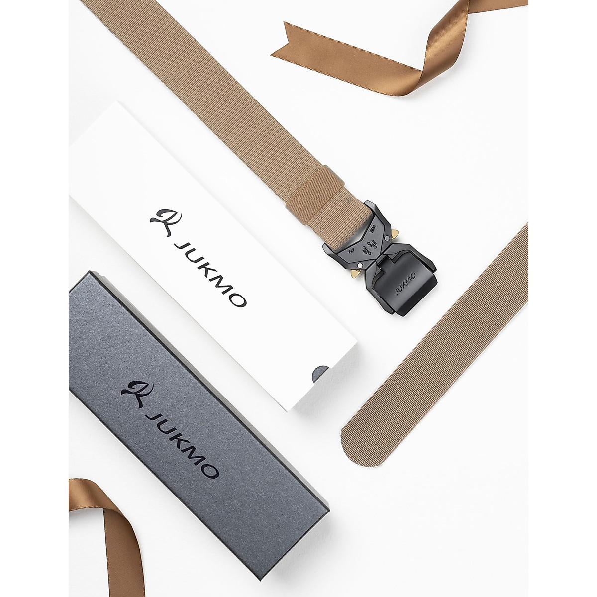 JUKMO Tactical Belt, 2 Pack Military Hiking Rigger 1.5" Nylon Web Work Belt with Heavy Duty Quick Release Buckle (Black+Coyote, Medium-for Waist 36"-42" (Length 49"))