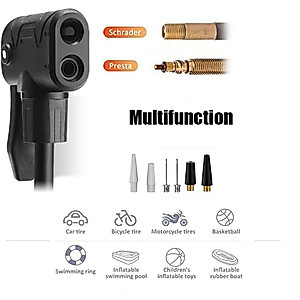 CLOLOP Portable Bike Pump, Bicycle Floor Pump Stand Pump Ball Pump with Presta & Schrader Valves for Bike Tyre, Sports Ball Balloons Swimming Rings etc. (Classic)