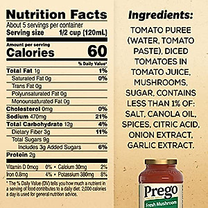 Prego Fresh Mushroom Pasta Sauce, 24 Oz Jar