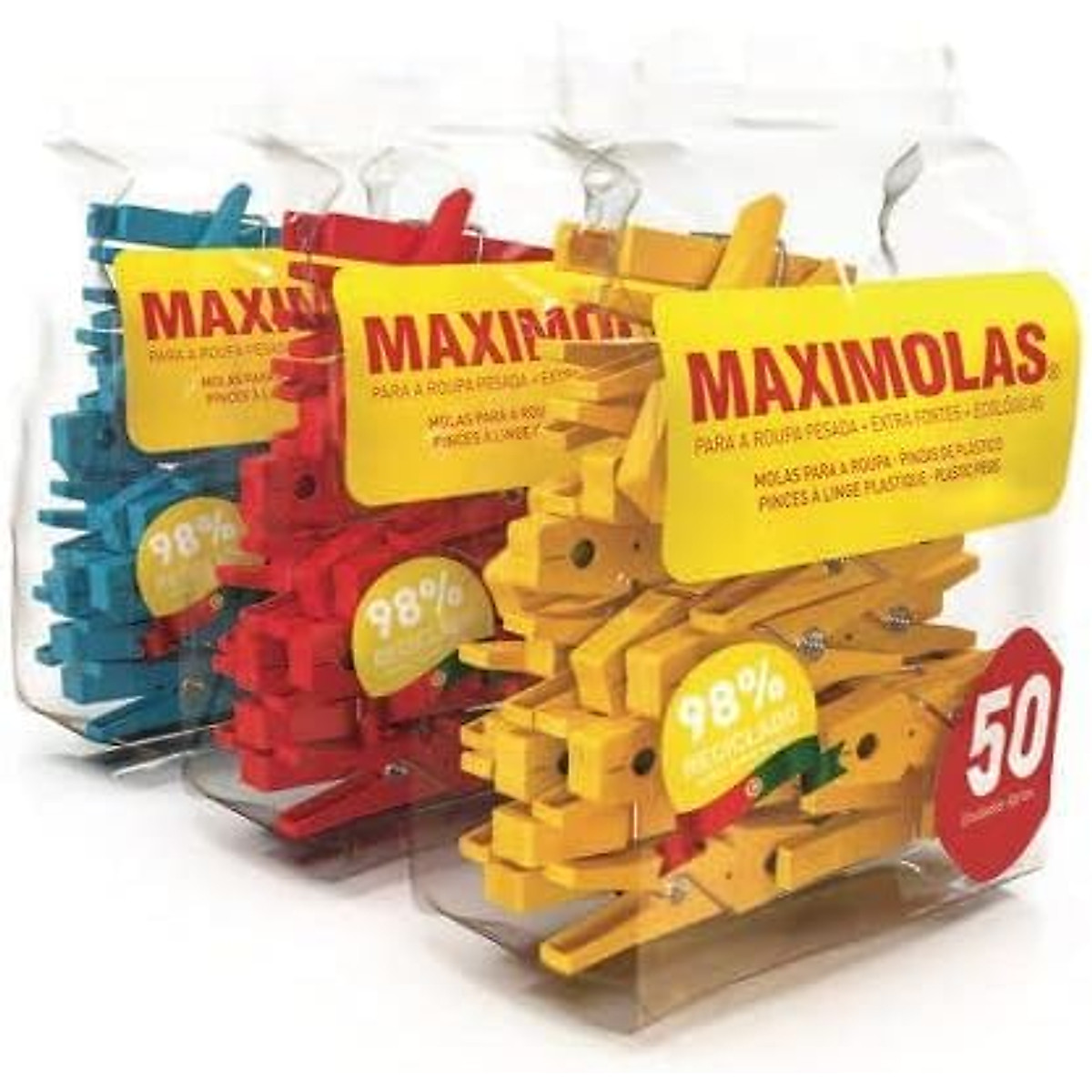 Classic Clothespin Bundle: Clothesline Basket + 50-Pk Memoir Pegs | Made in Portugal | Recycled Materials + 100% Recyclable | Waterproof (Red Bundle: Classic Basket + 50 Memoir Clothes Pegs)