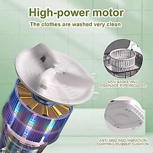 Portable Washing Machine, 12L Upgraded Large Capacity Foldable Mini Washer, Deep Cleaning for Underwear, Baby Clothes, and Small Clothes, Suitable for Apartments, Dormitories, Hotels