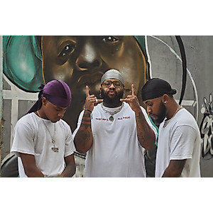 ForceWave 2 Pieces Silky Durag Pack for Men Women Waves, Premium Satin Deluxe Du-rag (Black Black)