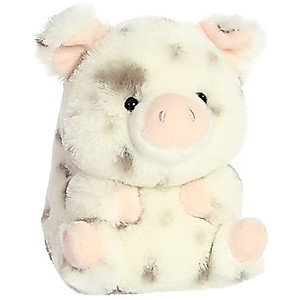 Aurora® Round Rolly Pet™ Periwinkle Pig™ Stuffed Animal - Adorable Companions - On-The-Go Fun - White 5 Inches