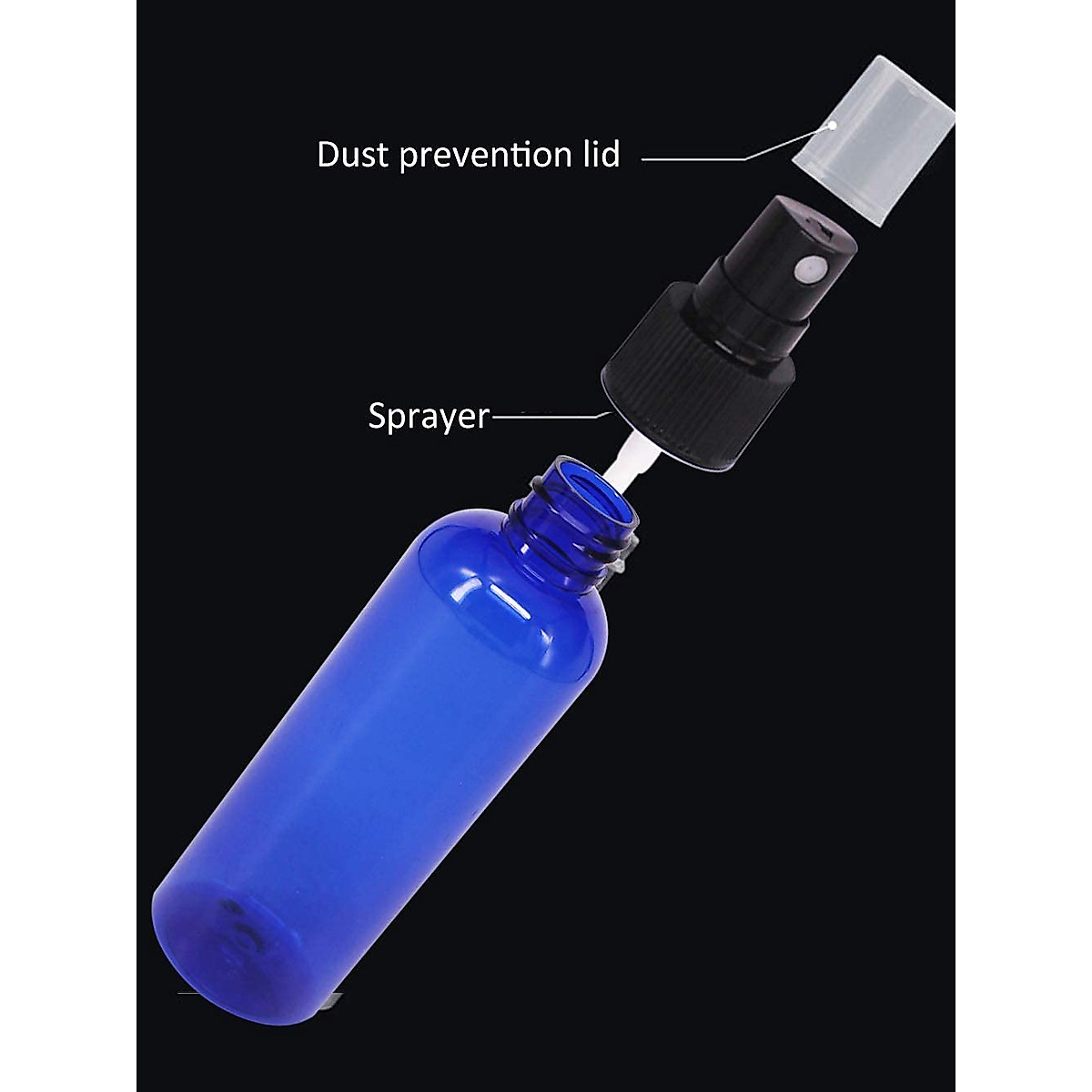 BPFY 12 Pack 3.3 oz Blue Plastic Spray Bottles For Essential Oils, Perfumes, Cosmetics, Alcohol, Fine Mist Spray Bottle, Cosmetic Spray Bottle, Refillable Liquid Conainters