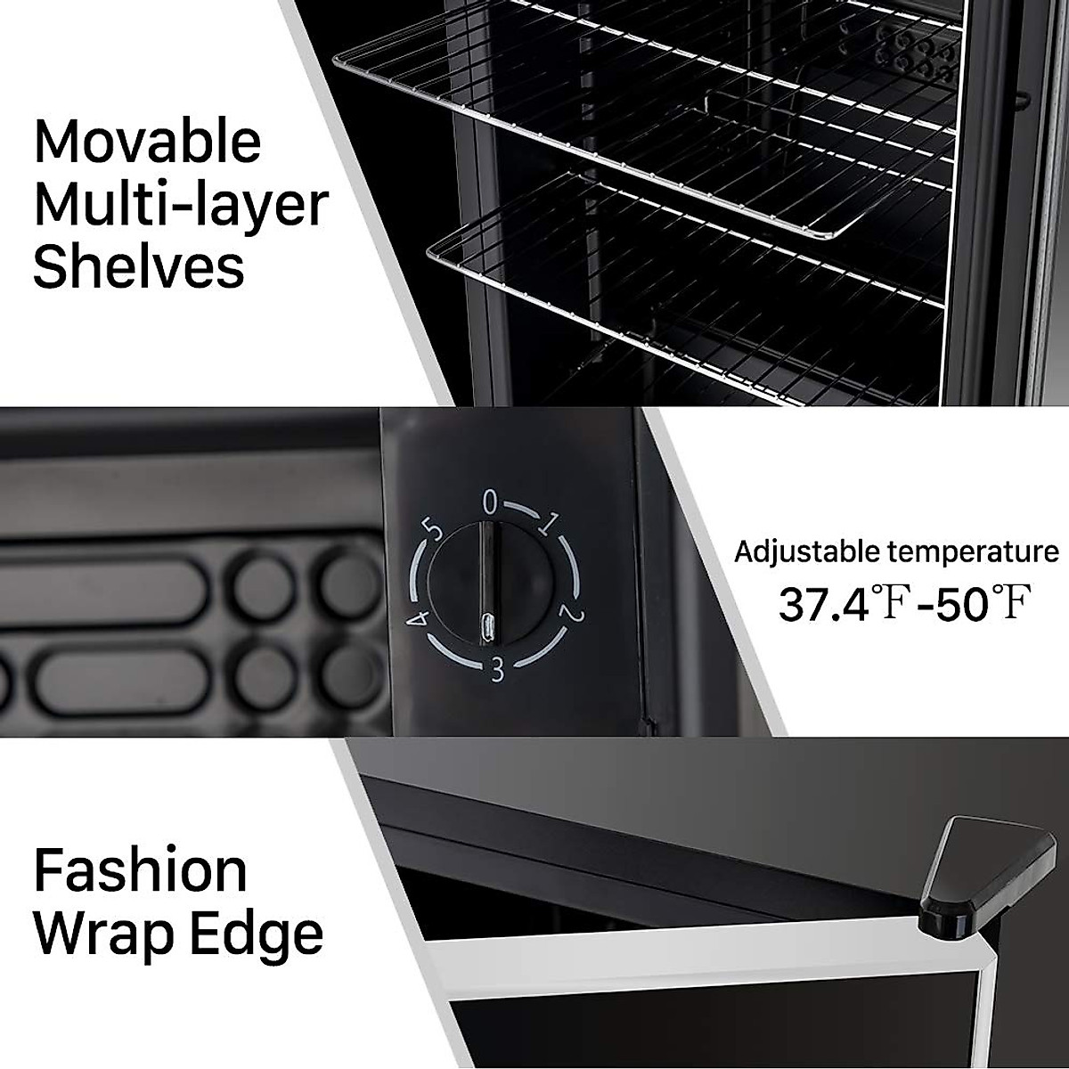 KUPPET 120-Can Beverage Cooler and Refrigerator, Small Mini Fridge for Home, Office or Bar with Glass Door, Perfect for Soda Beer or Wine, Black&Stainless Steel, 3.1 Cu.Ft