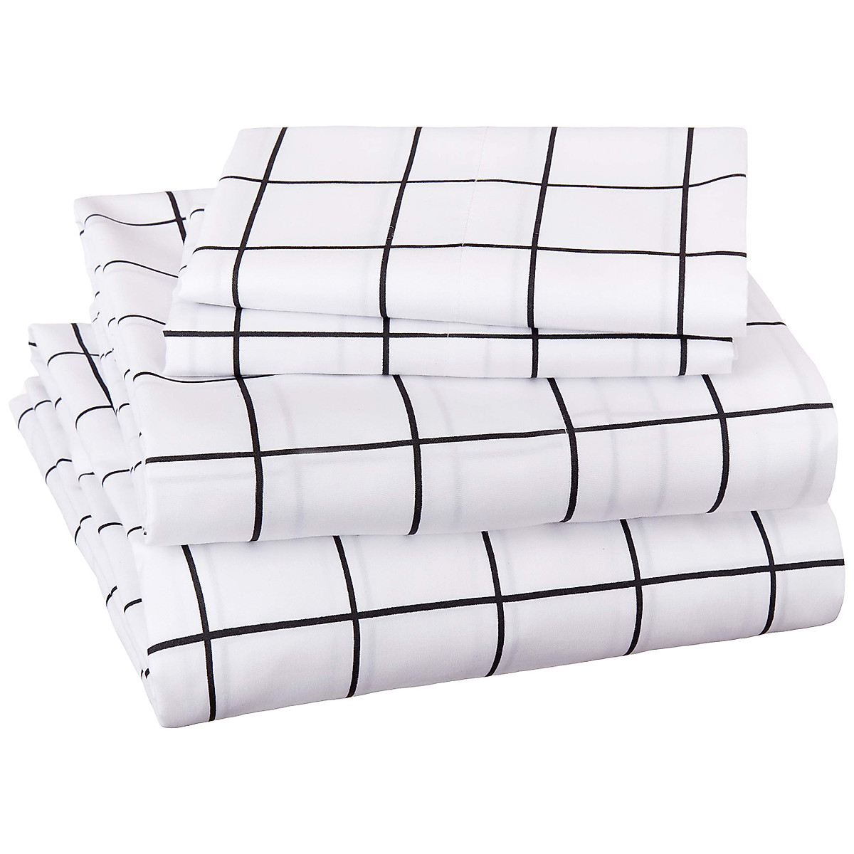 Amazon Basics Soft Microfiber 3-Piece Bed Sheet Set with Elastic Side Pockets, Full, Tide Pool Simple Stripe, Striped