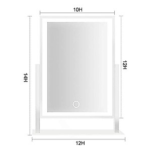 Lighted Hollywood Vanity Makeup Mirror with Smart Touch Control 3-Gear Dimable Light 360°Rotation (12in. White)