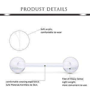 Hoeudjo 16PCS 14G Surgical Steel Nipple Rings Tongue Belly Button Rings CZ Barbell Body Piercing Jewelry Retainer for Women Men Silver-tone