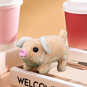 YESBAY Simulation Walking Piggy Electronic Pet Plush Toy Interactive Crawling Pig Plushies Twitch Nose Tail Wagging Stuffed Animal Doll Birthday Gift for Kids Pink