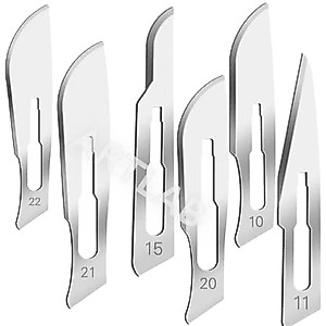 120 STERILE SCALPEL HANDLE BLADES #10#11#15#20# 21#22 +2 FREE Scalpel handle #3 and #4 Suitable for Dermaplaning, Crafts, for Biology Lab Anatomy, Practicing Cutting, Sculpting, Repairing