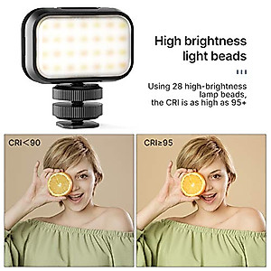 Vlogging Light PICTRON VL28 LED Light for iPhone Mini LED Camera Light Rechargeable 5600K 95+ Long-Lasting Fill Light for Gopro Hero 9 8 7 6 5 DJI OSMO Smartphone Sony ZV-1 A7 RX100 VII Canon Camera