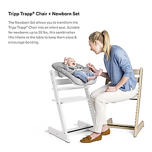 Tripp Trapp Chair from Stokke (Natural) + Tripp Trapp Newborn Set (Grey) - Cozy, Safe & Simple to Use - for Newborns Up to 20 lbs
