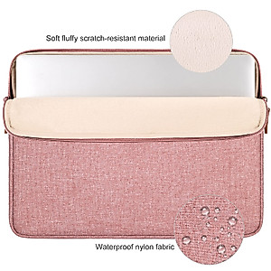 DOMISO 11 inch Water-Resistant Laptop Sleeve Case Protective Portable Carrying Bag for 12.3" Microsoft Surface Pro 6/11.6" MacBook Air/12.9" iPad Pro 2018/13" MacBook Pro Touch Bar, Pink