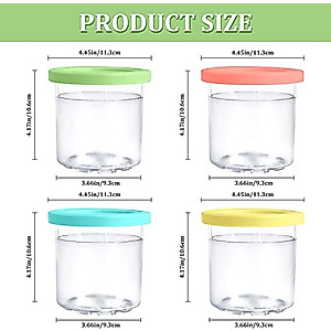 Sduck Containers Replacement Pints and Lids - Compatible with Ninja Creami Pints And Lids NC301 NC300 NC299AMZ Series ONLY (4 Pack - Blue, Pink, Green, Yellow)