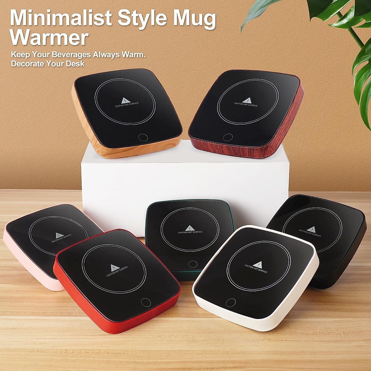 Defashun Coffee Mug Warmer Waterproof Smart Cup Warmer with 3 Temperature Setting for Warming & Heating Coffee, Beverage, Milk, Tea and Hot Chocolate (Wood Grain)