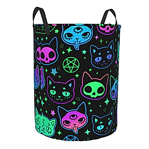 Glow-In-The-Dark Cat Freestanding Laundry Hamper Personalized Dirty Clothes Hamper Storage Basket For Bedroom,Bathroom,College Dorm Boys And Girls Cat Dog Pet Toy Storage