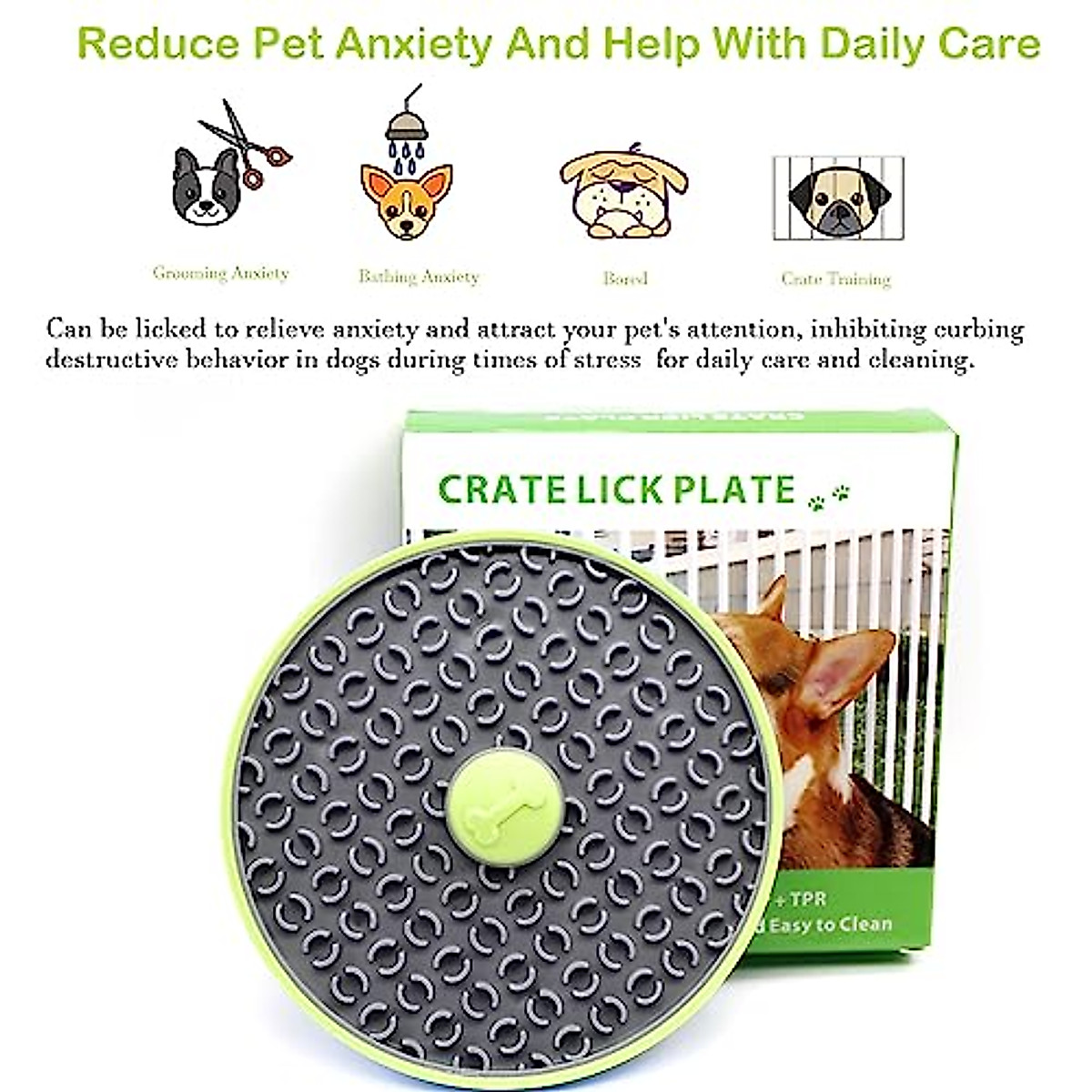 Lick Mat for Dogs, Crate Toys for Dogs/Dog Crate Lick Pads for Peanut Butter/Yogurt/Bolognese, Dog Lick Mat with Suction Cups, Dog Slow Feeder Cage Training Tools for Boredom and Anxiety Relief