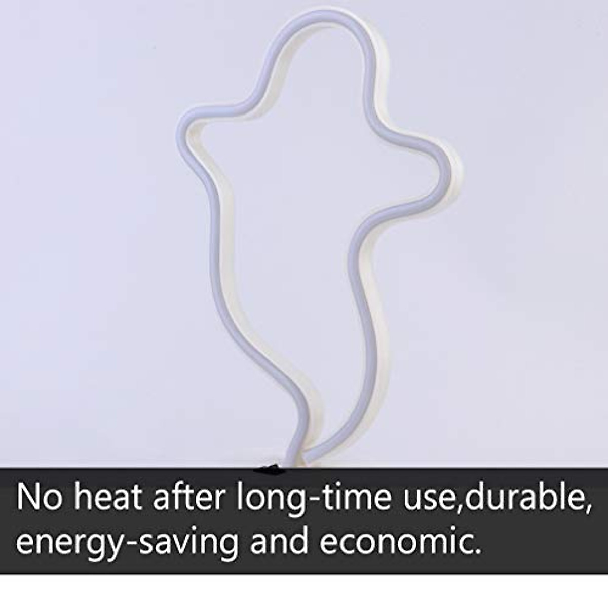 OSALADI 2pcs Halloween Neon Signs Light Ghost Bat Festival Decorative Bedside Lamp LED Table Neon Light for Bedroom Nursery Without Battery (White)