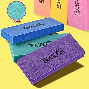 TsMADDTs Nail Files and Buffers Set with 6PCS Rectangular Buffers and 6PCS Black 100 180 Grit Files, Professional Nail Care Tools Kit for Women and Girls