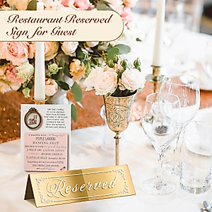 CWJCYTNSN 12PCS Reserved Table Signs, Gold Reserved Signs for Wedding, Acrylic Double-side Reserved Seating Signs, Mirrored Guest Reservation Table Tent Signs for Birthday Party, Event, Restaurant