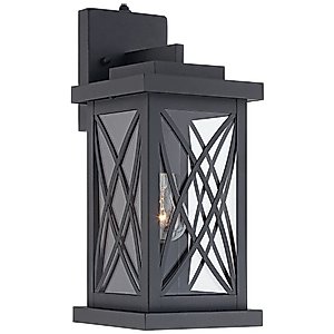 John Timberland Woodland Park Mission Outdoor Wall Light Fixture Black Metal15 Clear Glass Security Dusk to Dawn for Exterior House Porch Patio Outside Deck Garage Yard Front Door Garden Home