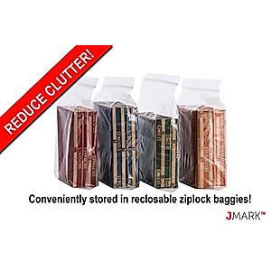 J Mark 400 Neatly-Packed Flat Coin Roll Wrappers Assorted, Made in USA, (Quarters, Dimes, Nickels, Pennies), ABA Striped Kraft Paper Coin Rolls Wrappers, Includes J Mark Deposit Slip