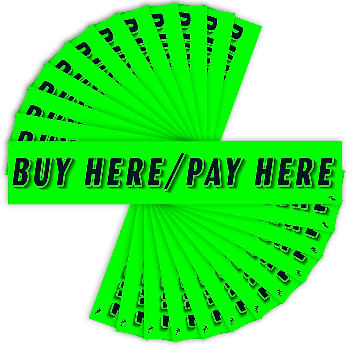 VERSA-TAGS 7.5" Black/Green Vinyl Number Decals 11 Dozen Set Windshield Pricing & 1 Pack of Each of Buy Here Pay Here, Cash, Financing Available 14.5" x 2.75" Sticker Windshield Decal Auto Dealership