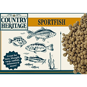 CountryMax Floating Sportfish Game Fish Food 32% Protein for Pond and Lakes, Extruded Feed for Bluegill, Catfish, Minnows, Bass, Carp (7 Pounds)