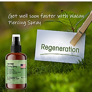 WACAN Fast-Healing Tea Tree Piercing Spray Solution Organic Essential Oil with Natural Sea Salts and Vitamins Solution Aftercare (4 OZ, Personal Size)